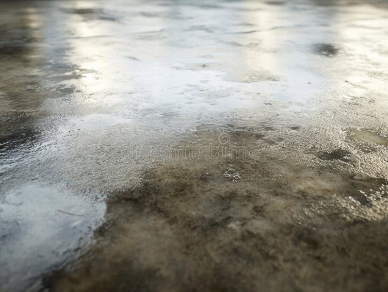 Wet Concrete Surface Reflects Light after Rain with Urban Simplicity ...