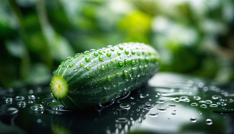 Wet Cucumber. Fresh Cucumber. Fresh Green Cucumber in Water Drops Stock ...