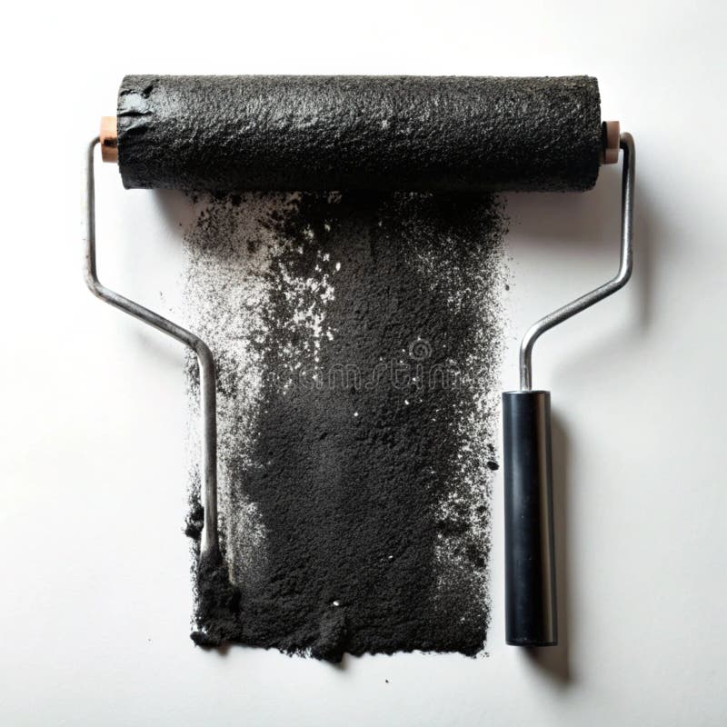 Wet Dark Lino Ink Texture from Linocutting Roller on White Paper Stock ...