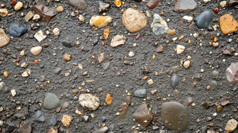 Wet Dark Soil with Embedded Stones and Pebbles Stock Illustration ...