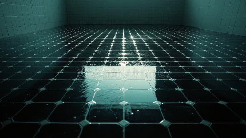 Wet Dark Tile Floor in a Room Stock Illustration - Illustration of ...