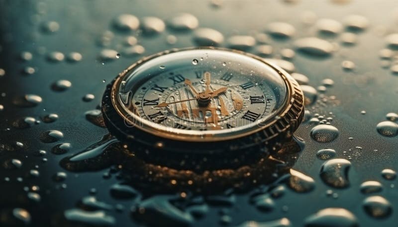 Wet Drop on Glass Reflects World Map Discovery Generated by AI Stock ...