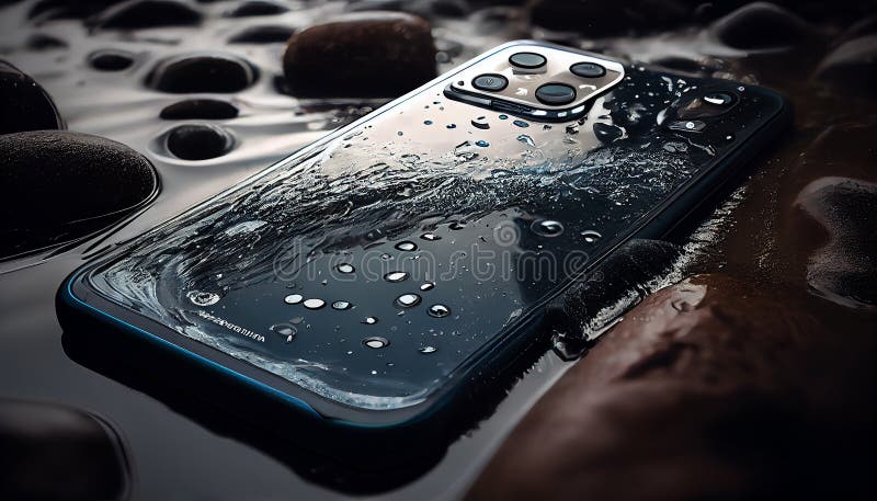 Wet Drop on Phone Freshness, Liquid Technology Addiction ,generative AI ...