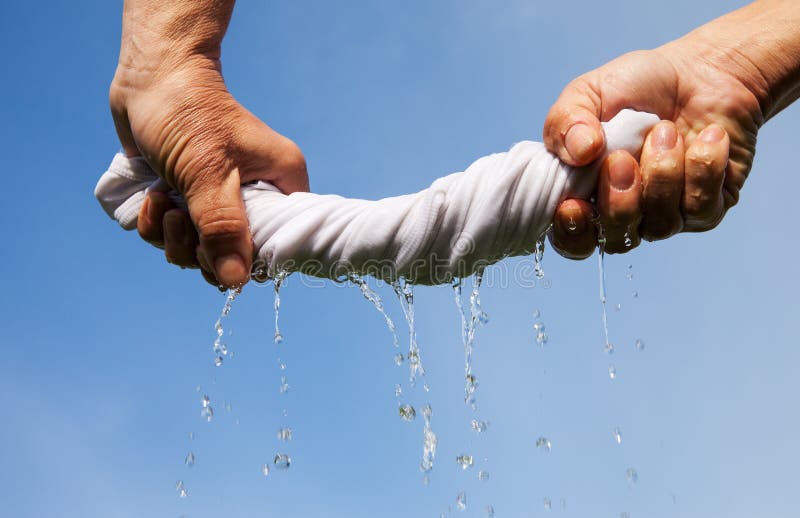 Wet Fabric Against Blue Sky. Stock Photo - Image of clean, drop: 53662934