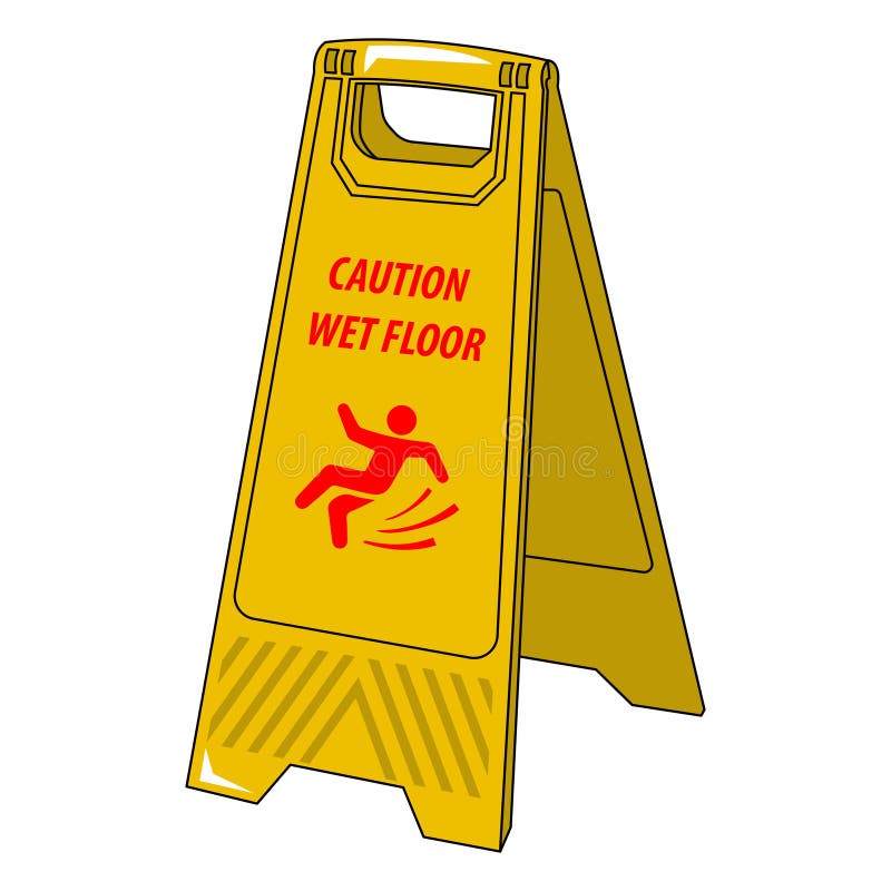 Wet floor, caution stock illustration. Illustration of banner - 264438547
