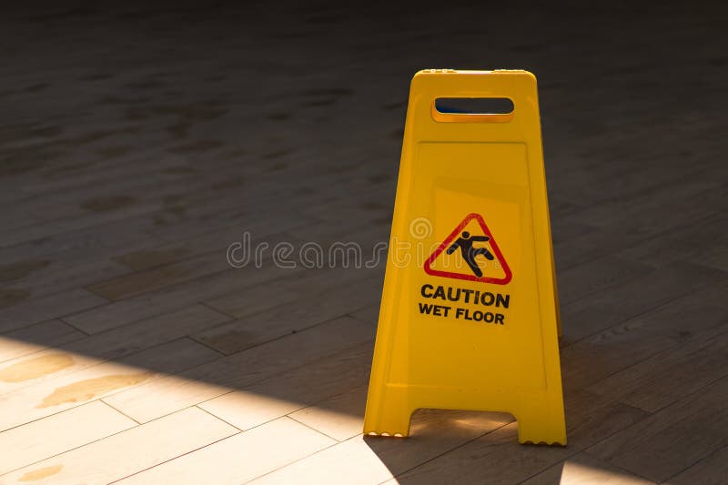Wet Floor Caution Sign on Walkway. Stock Image - Image of sign, fall ...
