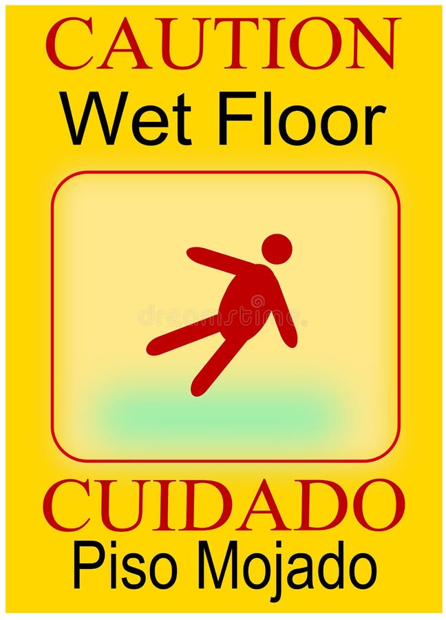 Wet Floor Cuidado Piso Mojado Stock Illustration - Illustration of piso ...