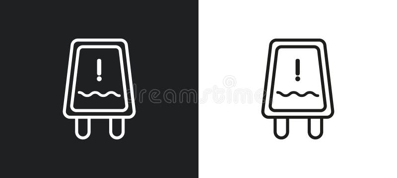 Wet Floor Outline Icon in White and Black Colors. Wet Floor Flat Vector ...