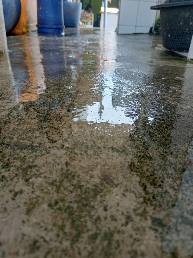 Wet Floor There is Visible Water and it Looks Slippery Stock Image ...