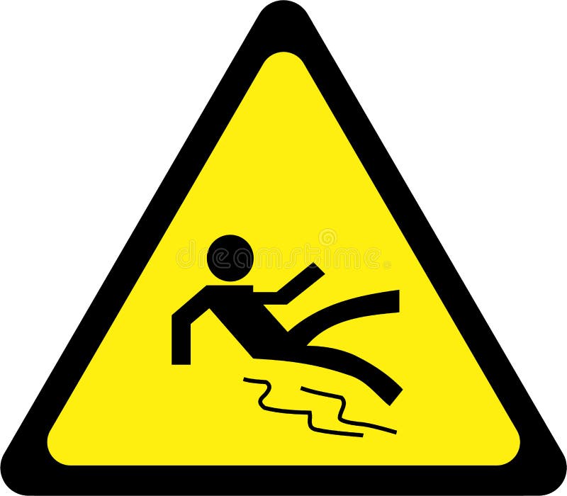 Risk of Falling Warning Sign Stock Illustration - Illustration of ...
