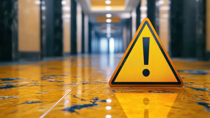 Wet Floor Warning Sign in Hotel Lobby Caution Safety Hazard Stock ...