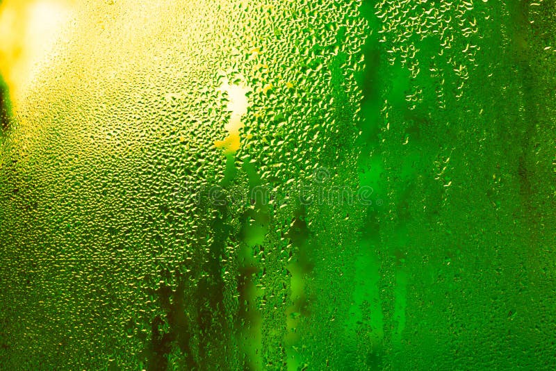 Wet Glass with Water Drops. Green Background. Stock Image - Image of ...
