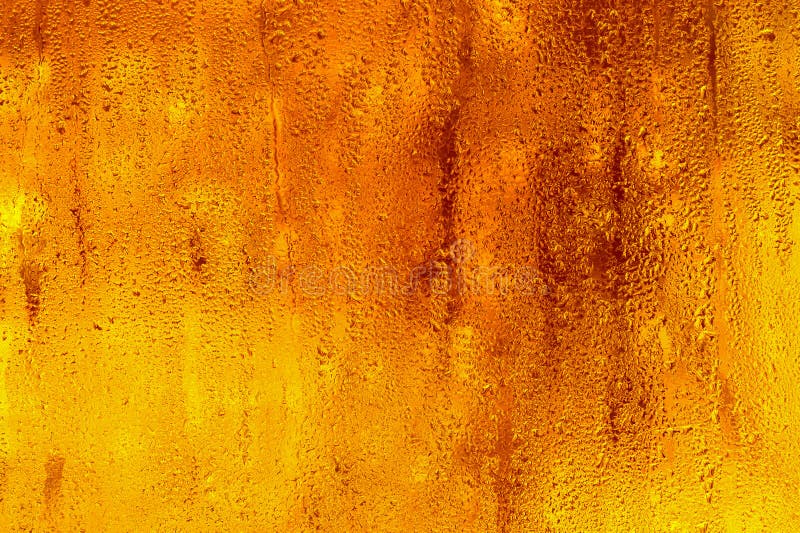 Wet Glass. Water Drops Yellow Background. Stock Image - Image of water ...