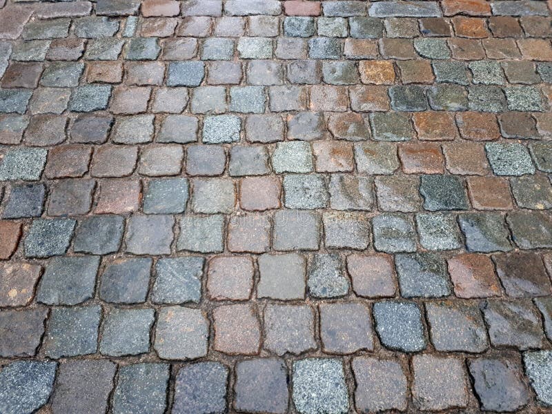 Wet Granite Cobblestone on a Rainy Day Stock Photo - Image of rock ...