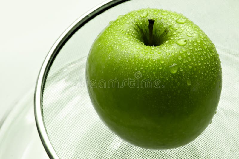 Wet green apple stock image. Image of drop, detail, eating - 1145251