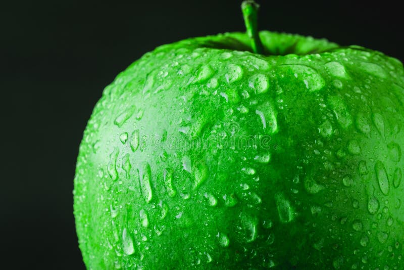 Wet green apple stock photo. Image of antioxidant, closeup - 154324192