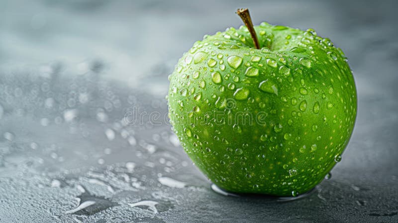 Wet Green Apple Gray Surface Stock Photos - Free & Royalty-Free Stock ...