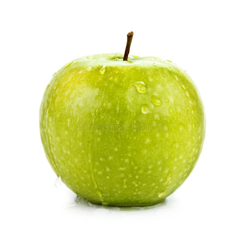 Wet green apple. stock image. Image of lunch, dessert - 49746339
