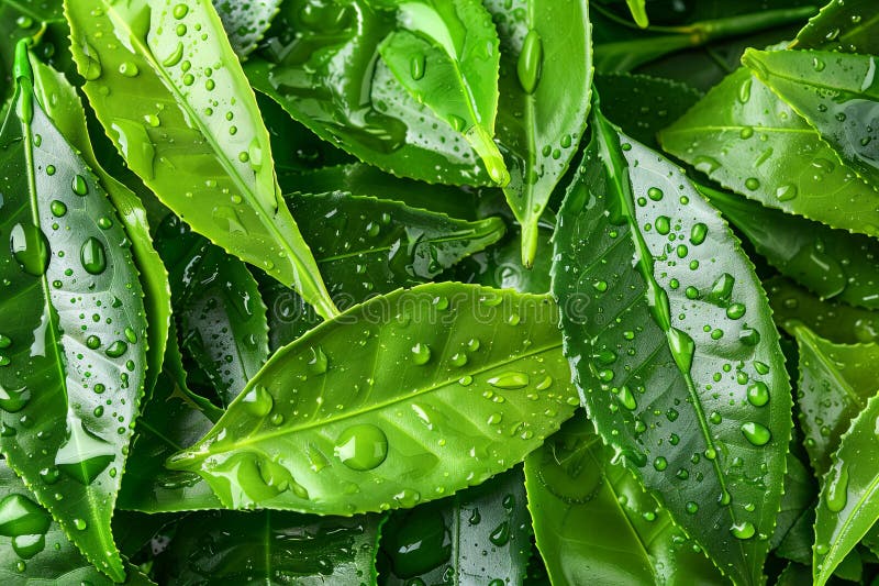 Wet Green Tea Leaves As a Background Stock Image - Image of beverage ...