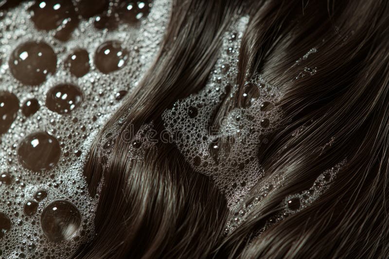 Wet Hair Getting Washed with Shampoo, Creating a Foamy Texture Stock ...