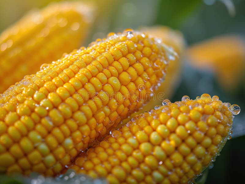Wet heads of raw corn stock illustration. Illustration of fresh - 307418565
