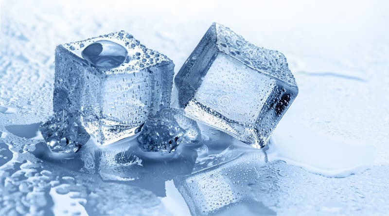 Wet Ice Cubes on Blue Background Stock Photo - Image of background ...