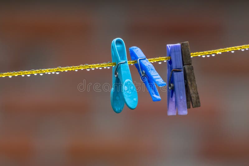 Wet Laundry Clips on a Clothes Line Stock Image - Image of abstract ...