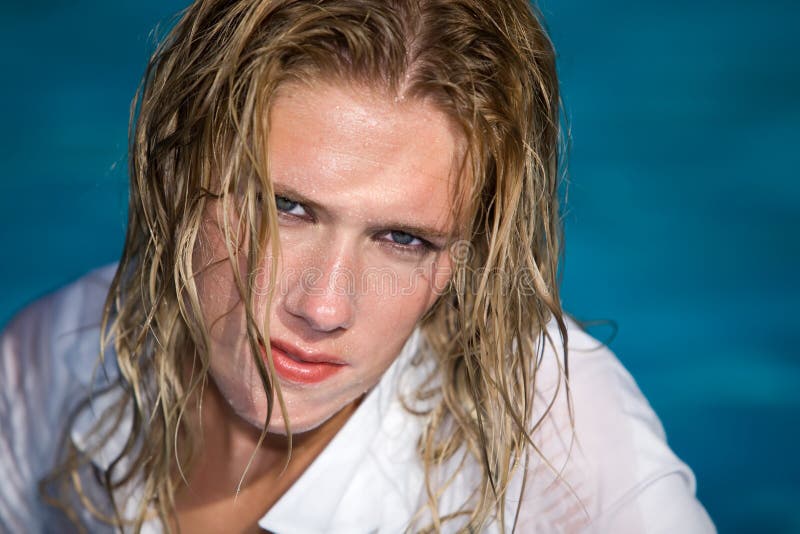 Wet look stock photo. Image of feminine, hair, swimmingpool - 3090780