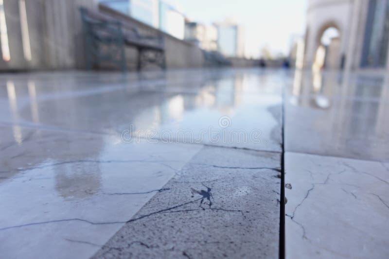 Wet Marble Floor at Urban Plaza Stock Image - Image of modern, ambiance ...