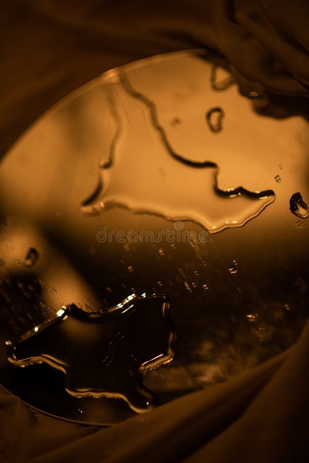 Wet Mirror with Reflections on Bed Stock Image - Image of round ...
