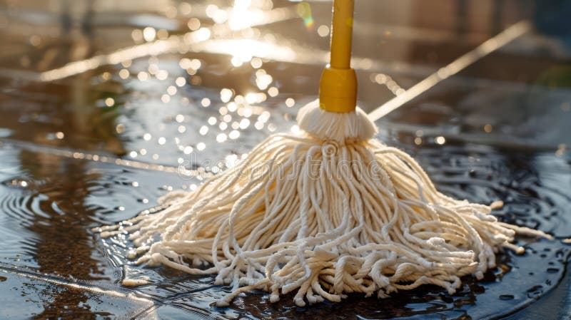 Wet mop head on wet floor stock illustration. Illustration of interior ...