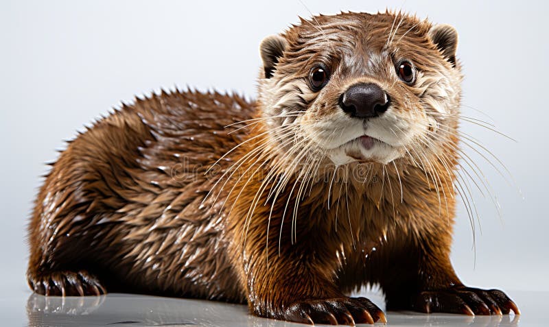 Wet Otter Staring at Camera Stock Image - Image of wild, inquisitive ...