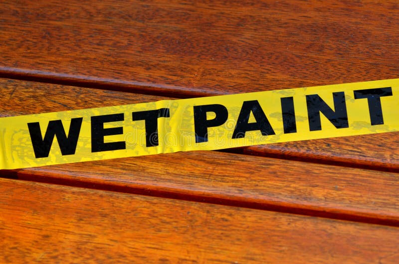 Wet paint sign stock photo. Image of painted, paper, sticker - 47609700