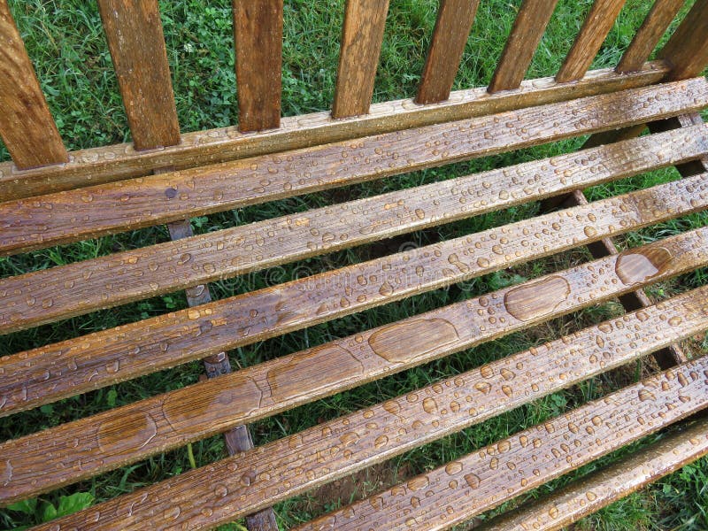 Wet Park Bench in the Rain stock image. Image of bench - 187588267