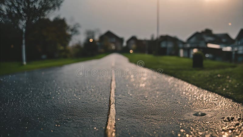 Wet Pavement Path after Rain Stock Video - Video of rain, natural ...