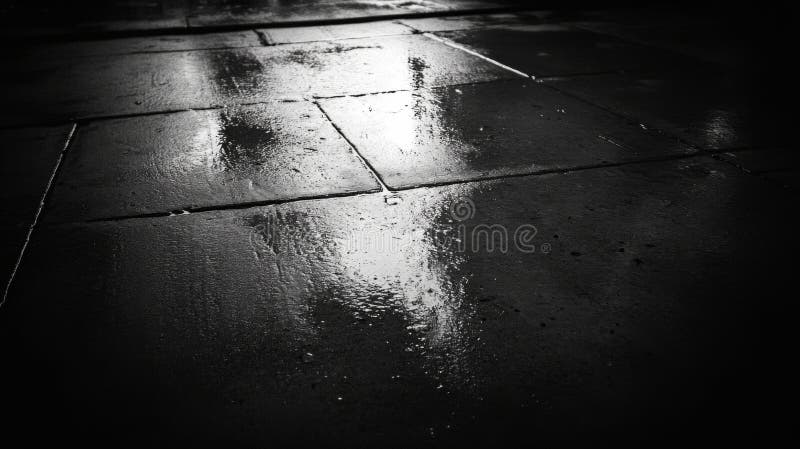 Wet Pavement with Light Reflections Stock Illustration - Illustration ...