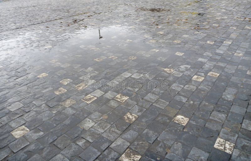 Wet Pavement in a Rainy Weather Stock Image - Image of melancholic ...