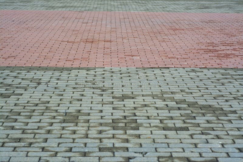 Wet Pavement with Red Stripe Stock Image - Image of pattern, paving ...