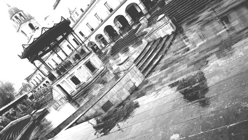 Wet pavement stock image. Image of rain, court, grayscale - 87857193