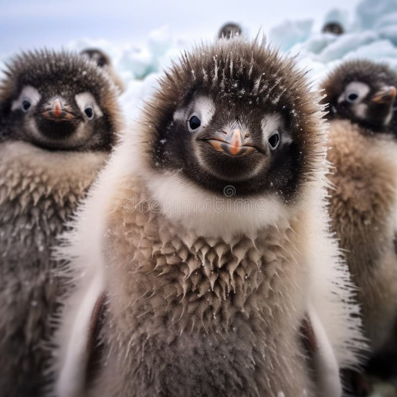 Wet Penguins Posing for the Image Stock Illustration - Illustration of ...
