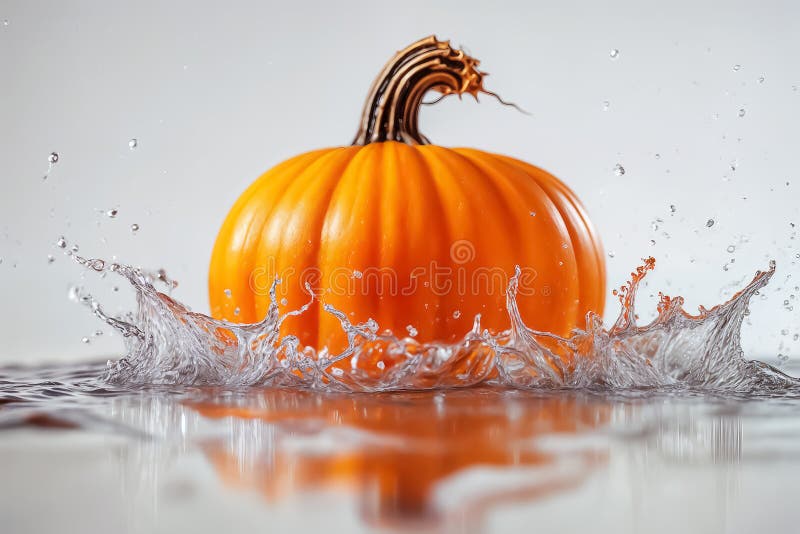 Wet Pumpkin. Pumpkin in Splashes of Water Stock Illustration ...