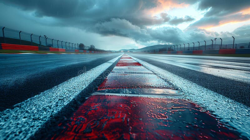 Wet Race Track at Dawn - Generative Ai Stock Illustration ...