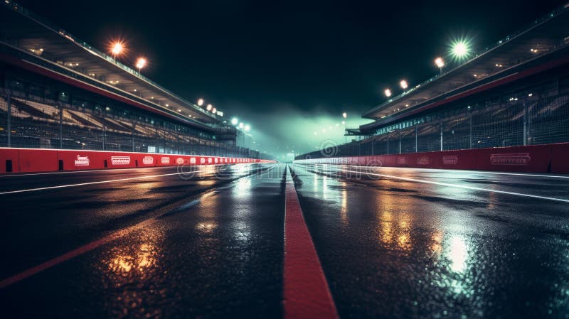 Empty Race Track Night Bright Lights Grandstands Stock Photos - Free ...