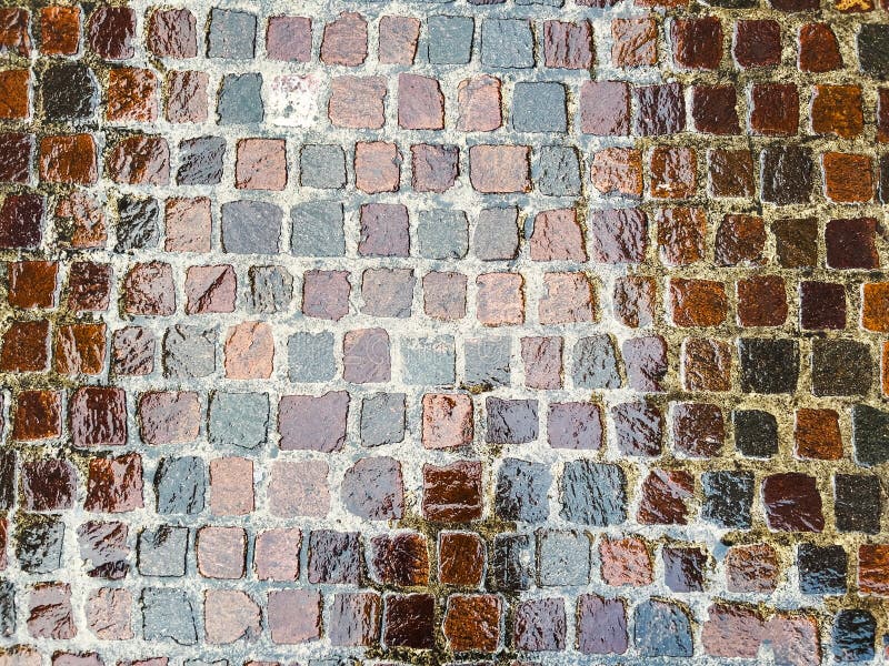 Wet after Rain Stone City Pavement from Above Stock Image - Image of ...