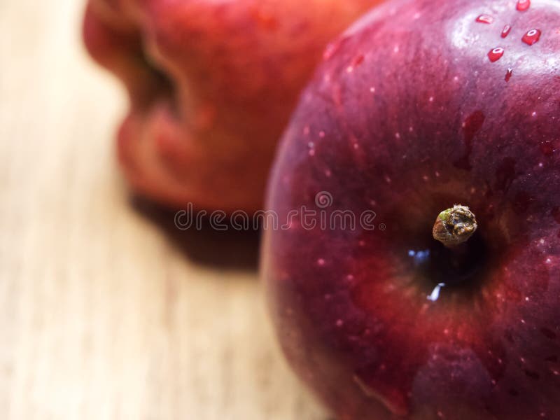 Wet Red Apple, Close-up Shot. a Copy Space Stock Image - Image of ...