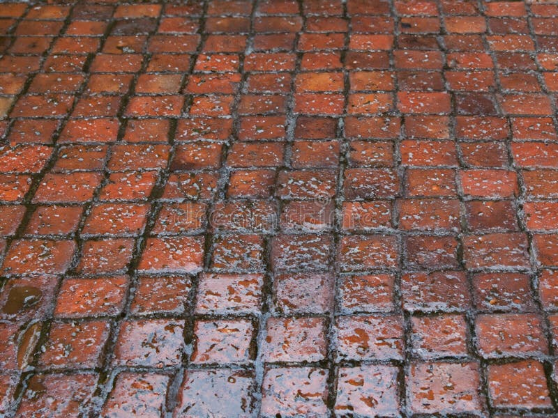 Wet Red Brick Pavement Texture Stock Illustration - Illustration of ...