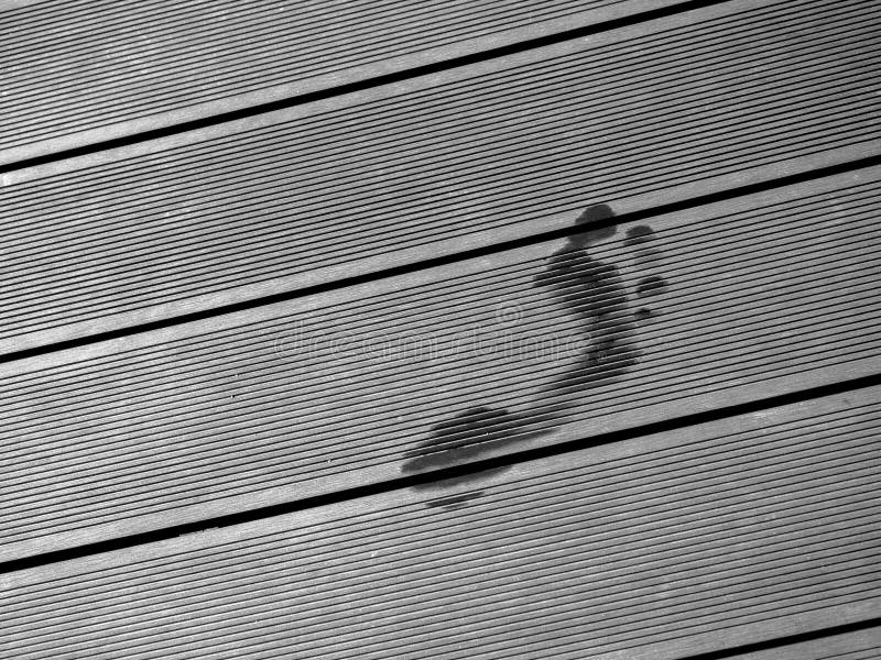 The Wet Right Side Footprints on the Floor of a Swimming Pool. Stock ...