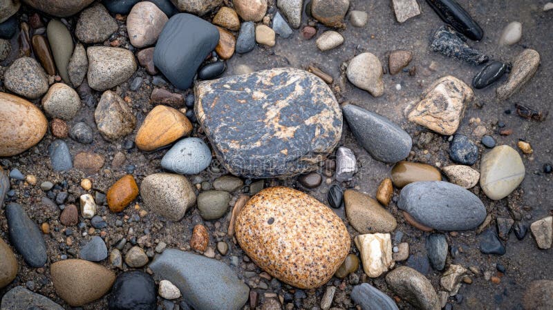 Wet River Rocks Various Sizes and Colors Stock Illustration ...