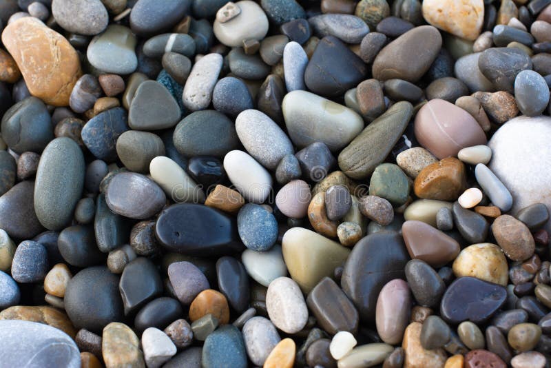 Wet Round Pebble Stones on the Beach Smooth. Top View Stock Image ...