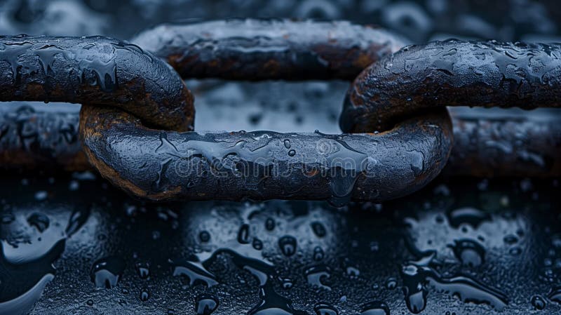 Wet, Rusty Chain Links Close-up Stock Illustration - Illustration of ...